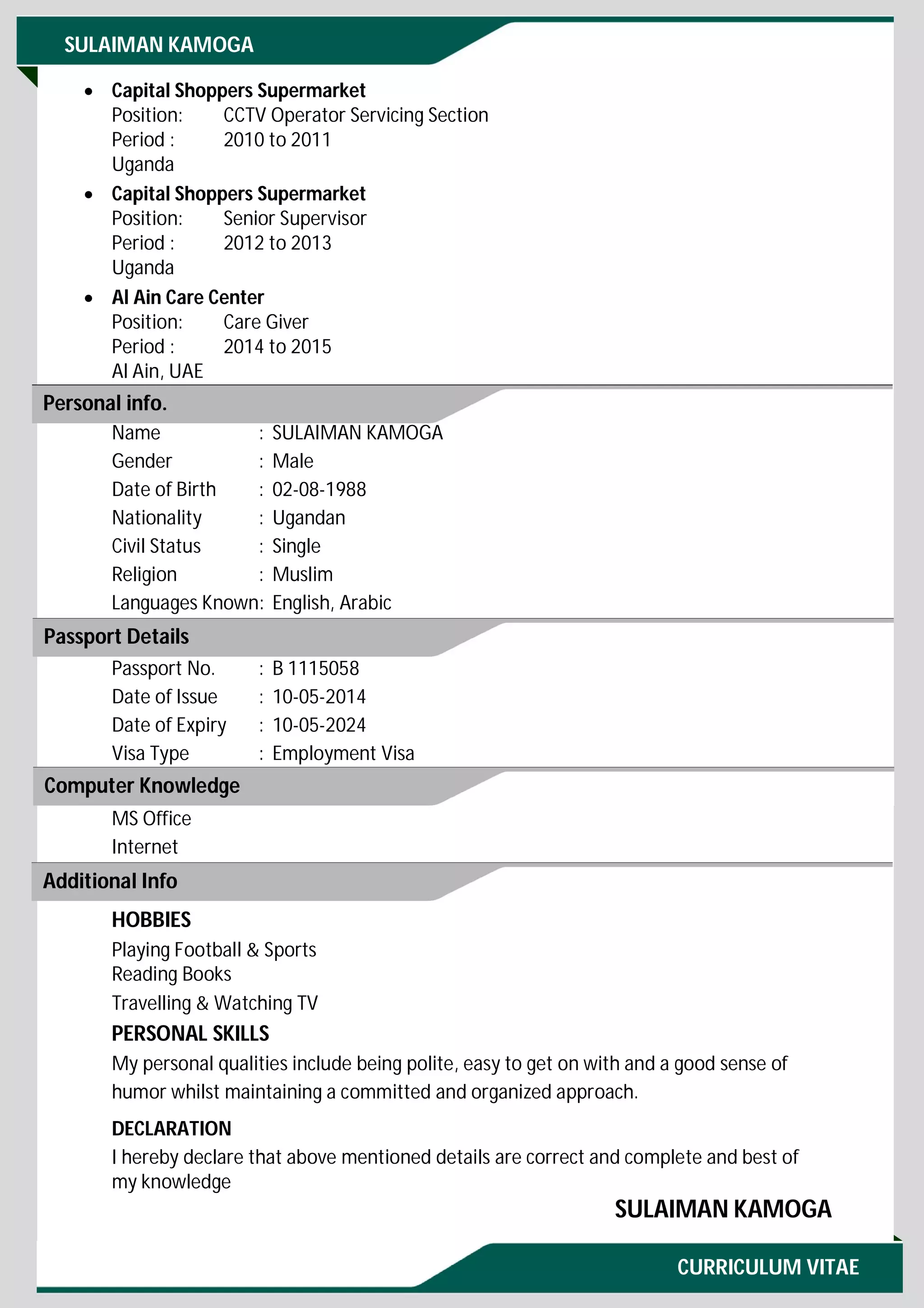 Sulaiman CV | PDF