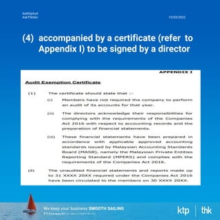 Audit Exemption Malaysia - Part 2 | PPTX | Business Accounting ...