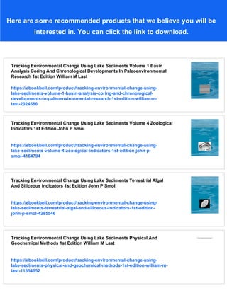 Tracking Environmental Change Using Lake Sediments Data Handling And ...