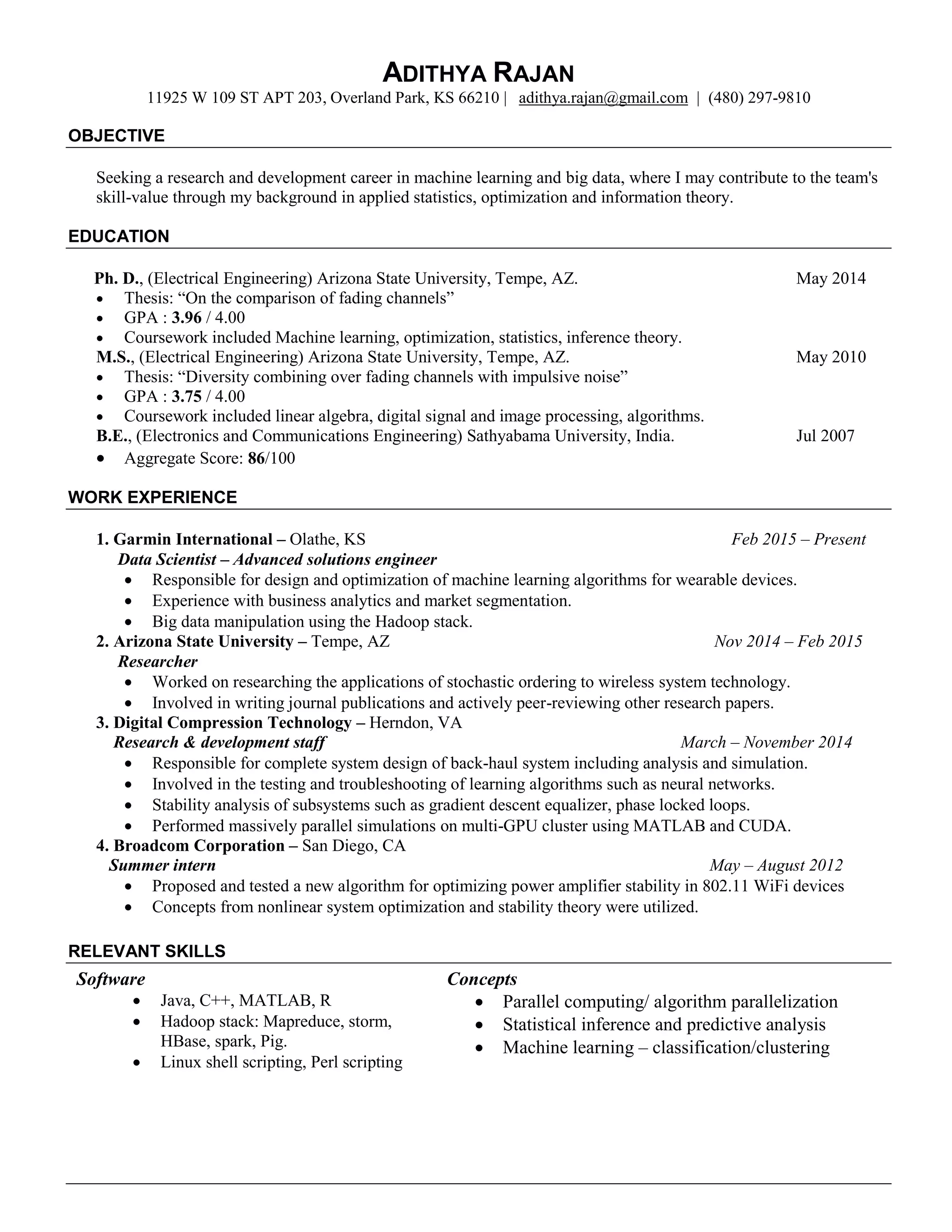 Adithya Rajan_Jan_2016 | PDF | Computing | Technology & Computing