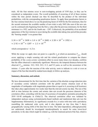 Observation of large scale precursor correlations between cosmic rays and earthquakes | PDF