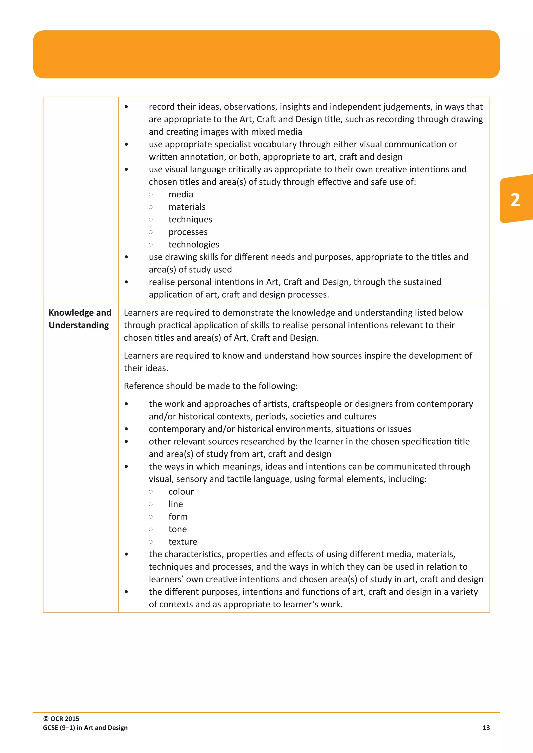 GCSE Art & Design Specification | PDF