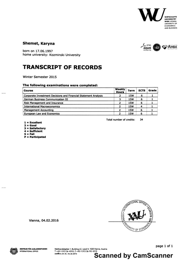 Transcript of Records. WU Wien | PDF