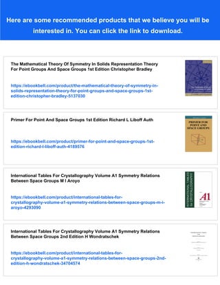 Space Groups For Solid State Scientists Michael Glazer And Gerald Burns ...