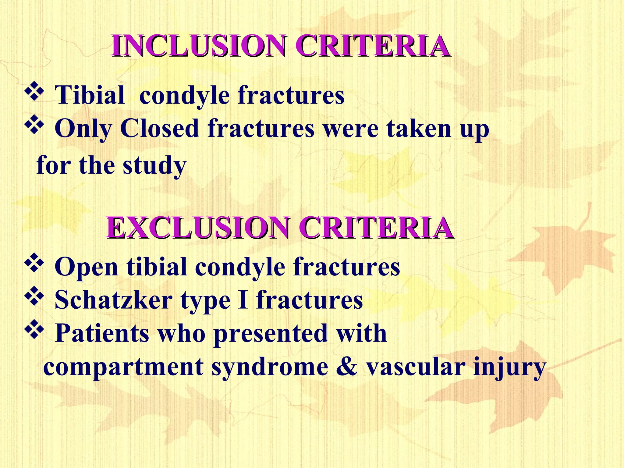 Analysis of Tibial Condyle Fractures Treated by minimally Invasive ...