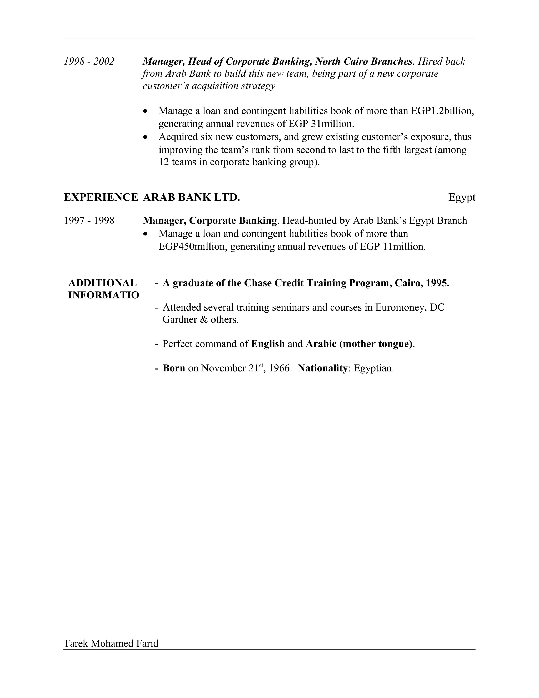Resume Tarek Farid 1-16 | DOC