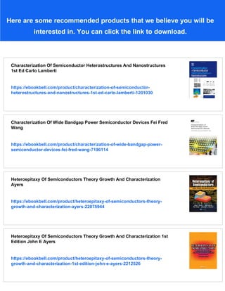 Characterization Of Semiconductor Heterostructures And Nanostructures ...