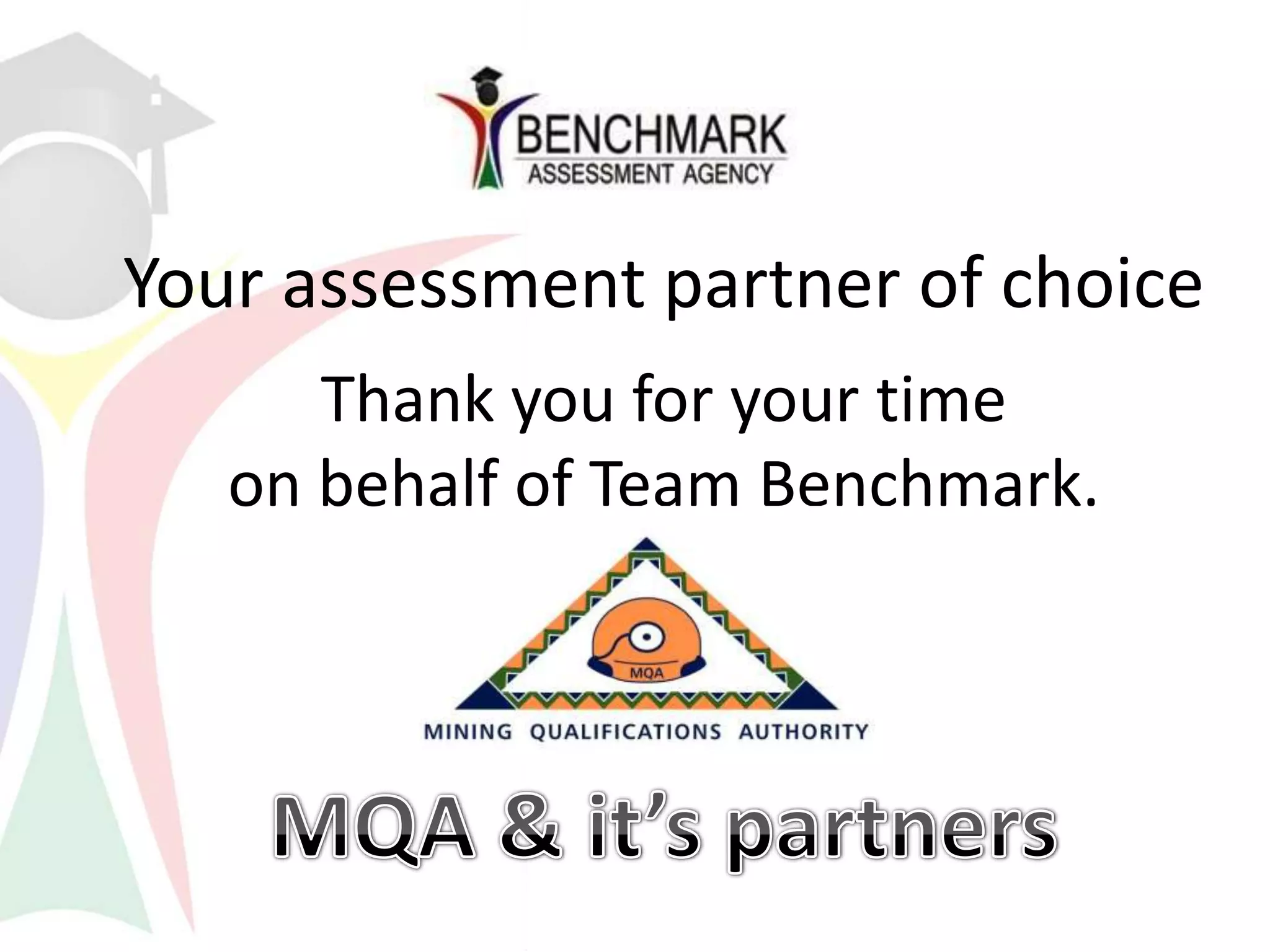 Benchmark presentation at MQA provincial forum | PPTX