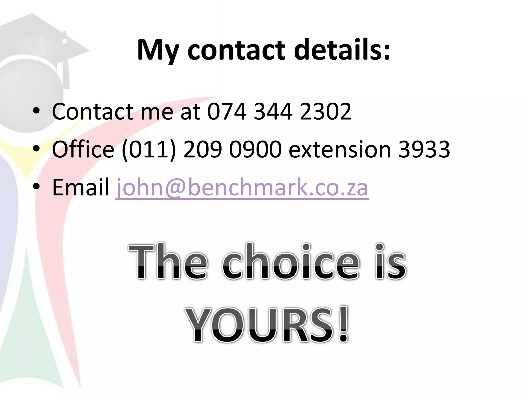 Benchmark presentation at MQA provincial forum | PPTX