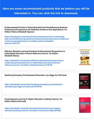 Practicebased Education Perspectives And Strategies Joy Higgs | PDF