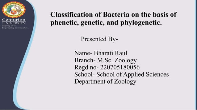 220705180056 bacterial classification.pptx | Biological Sciences | Science
