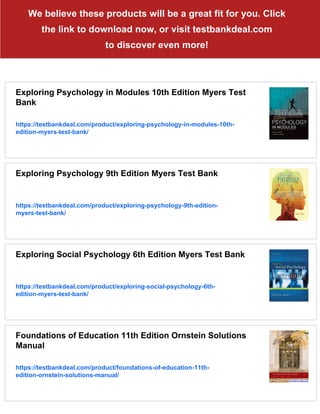 Exploring Psychology 10th Edition Myers Test Bank | PDF