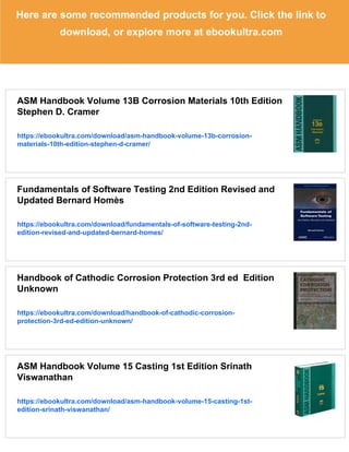 ASM Handbook Volume 13A Corrosion Fundamentals Testing and Protection ...