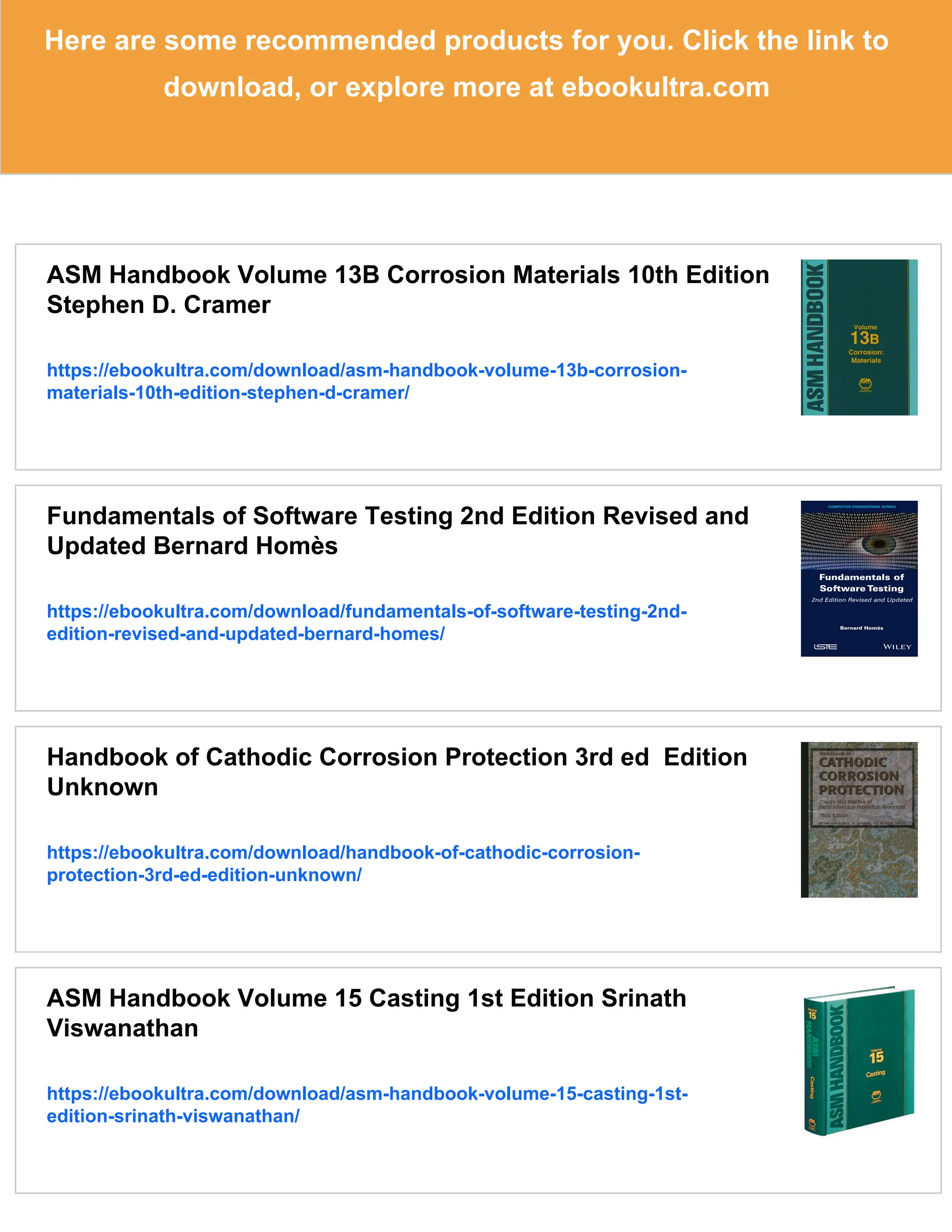 ASM Handbook Volume 13A Corrosion Fundamentals Testing and Protection ...