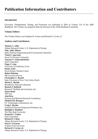 ASM Handbook Volume 13A Corrosion Fundamentals Testing and Protection ...