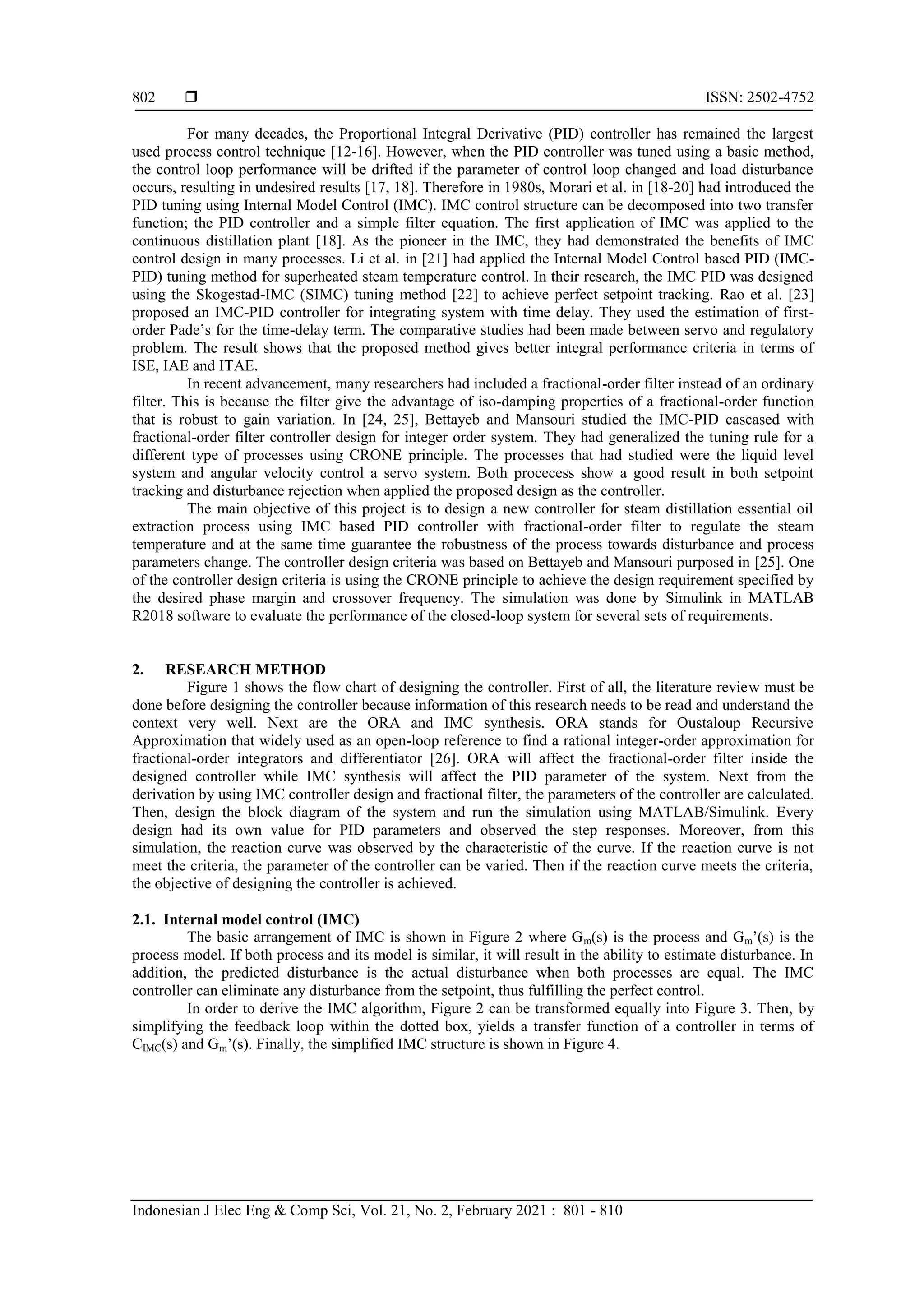 Design of IMC-PID controller with fractional-order filter for steam ...