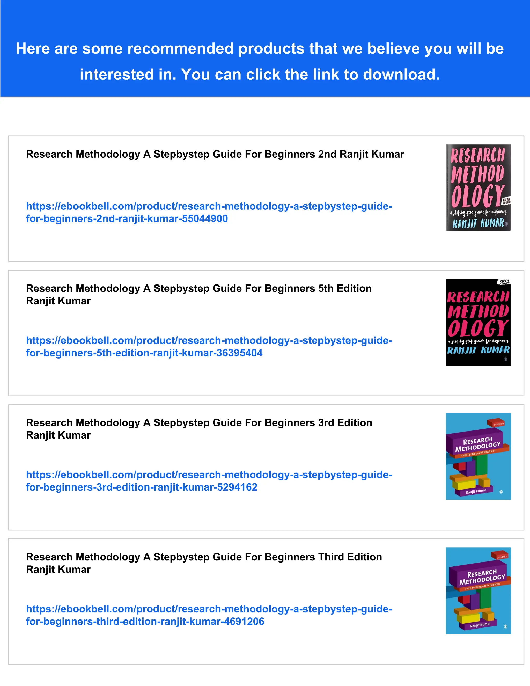 Research Methodology A Stepbystep Guide For Beginners 2nd Ranjit Kumar ...
