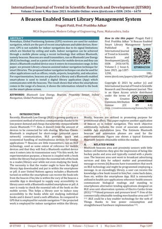 A Beacon Enabled Smart Library Management System | PDF