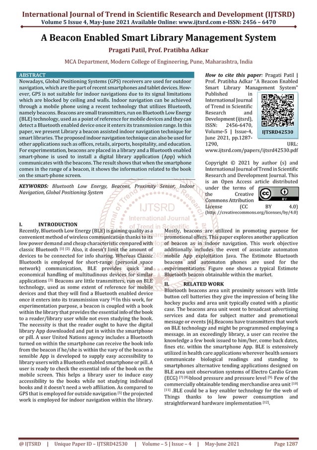 A Beacon Enabled Smart Library Management System | PDF
