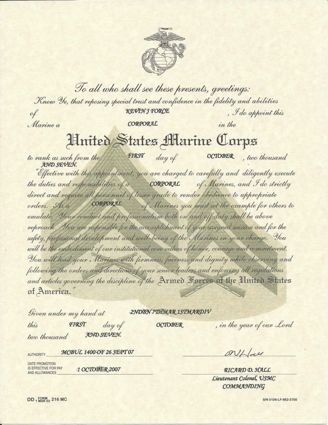 Corporal Promotion | PDF