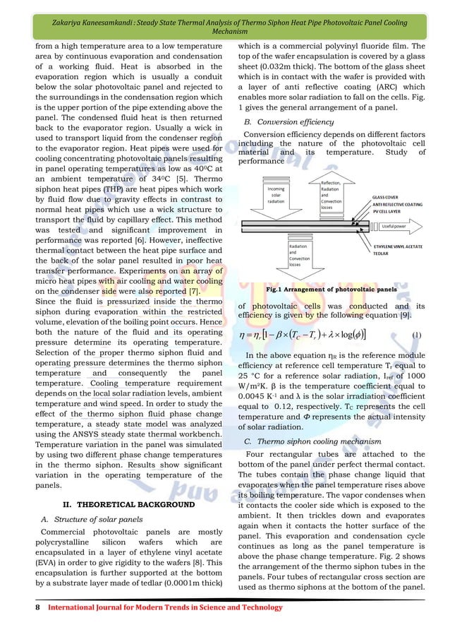 Steady State Thermal Analysis of Thermo Siphon Heat Pipe Photovoltaic Panel Cooling Mechanism | PDF