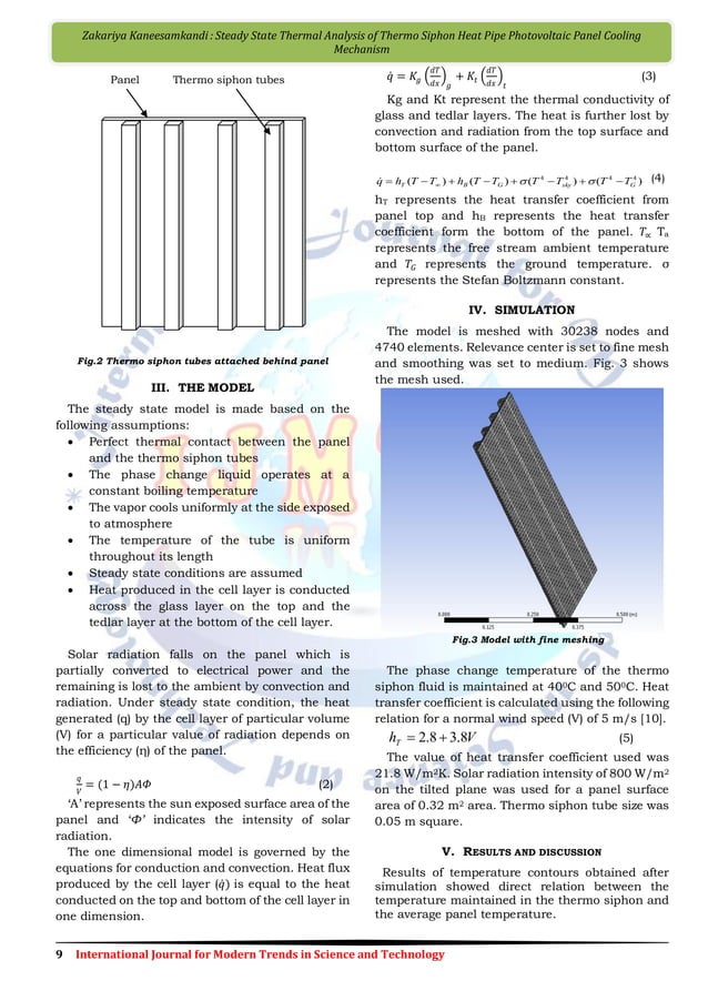 Steady State Thermal Analysis of Thermo Siphon Heat Pipe Photovoltaic Panel Cooling Mechanism | PDF