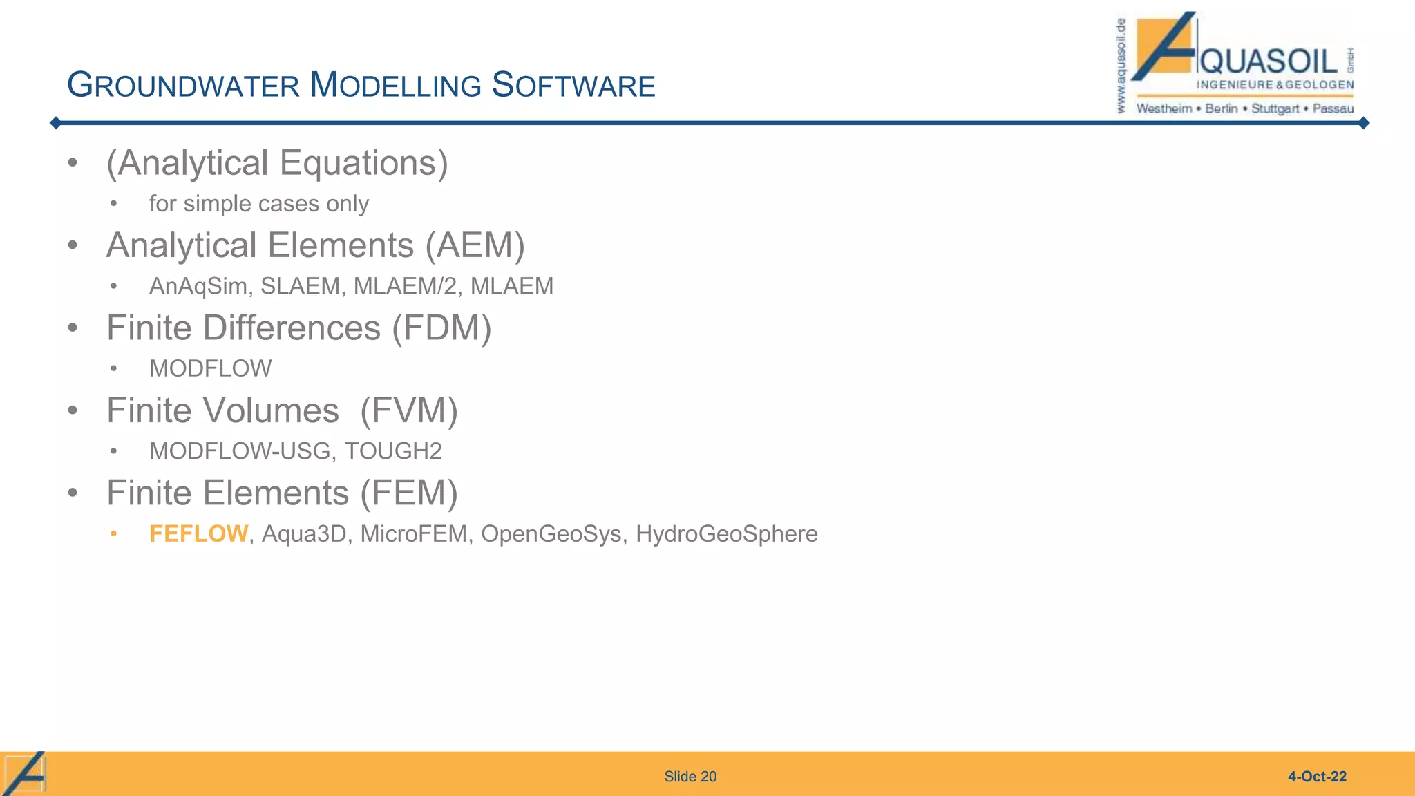 AQUASOIL FEFLOW Training Slides | PPSX