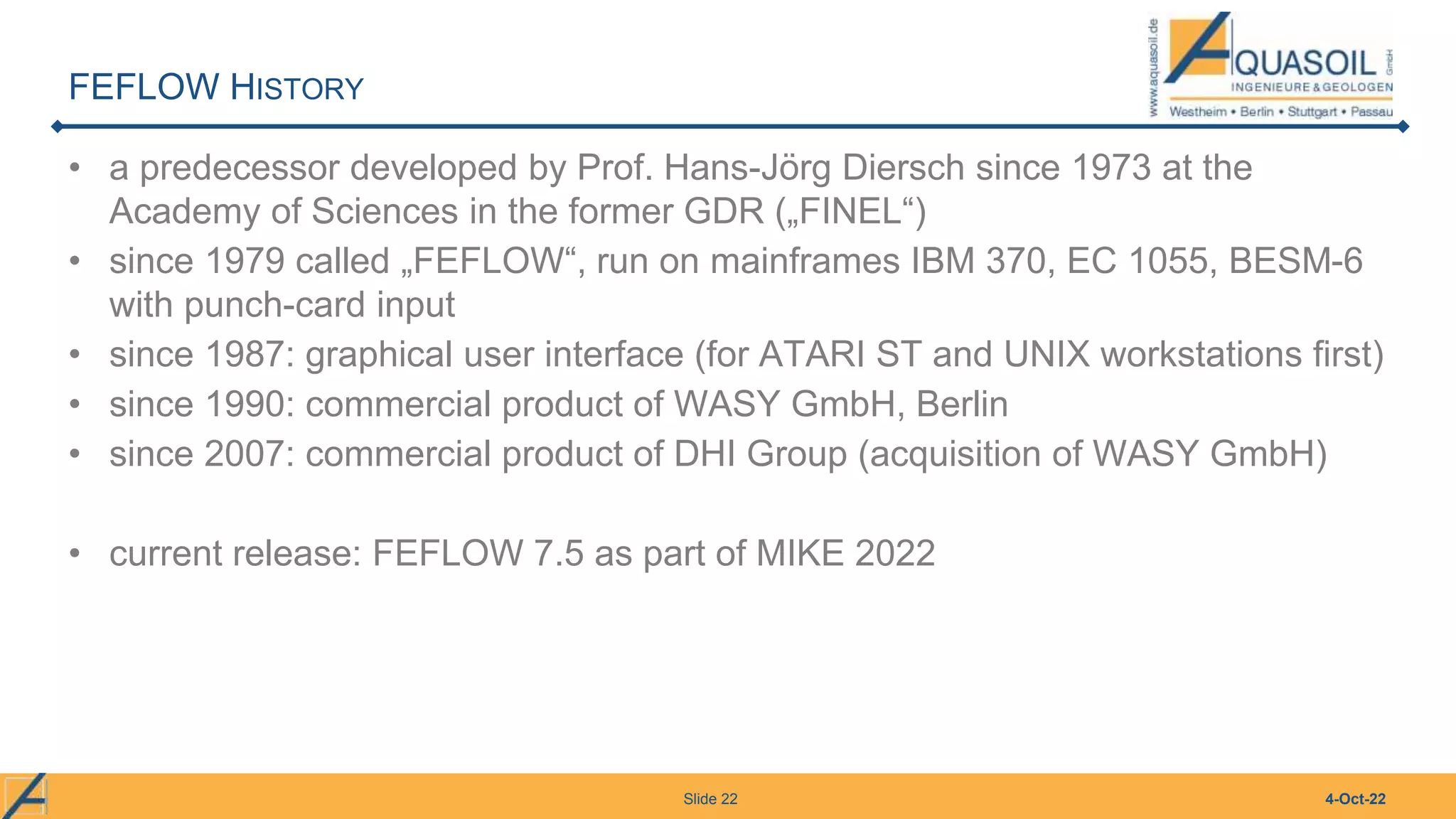 AQUASOIL FEFLOW Training Slides | PPSX