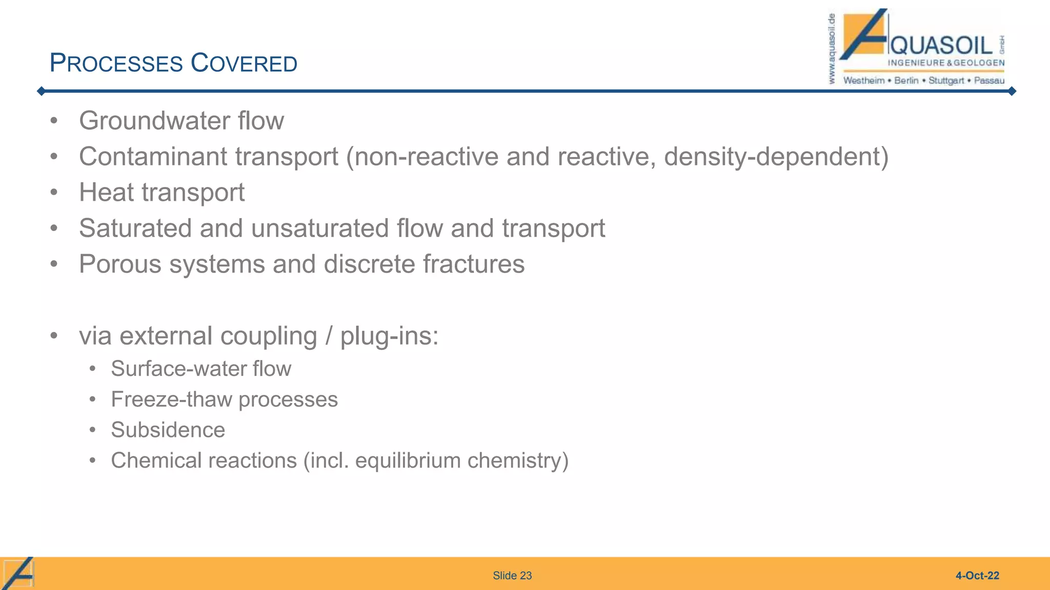 AQUASOIL FEFLOW Training Slides | PPSX