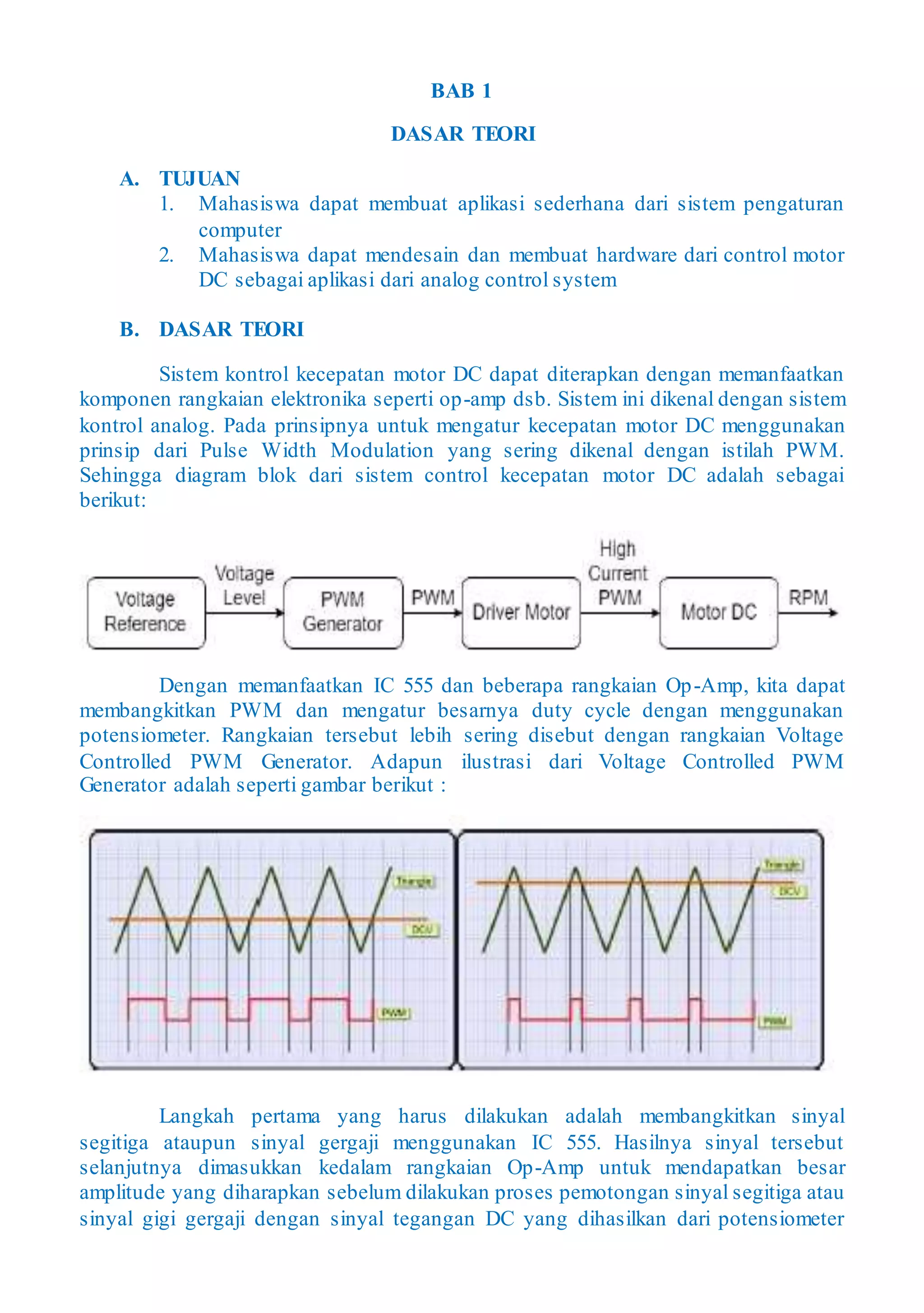 DESAIN OPEN LOOP CONTROL MOTOR DC | DOCX