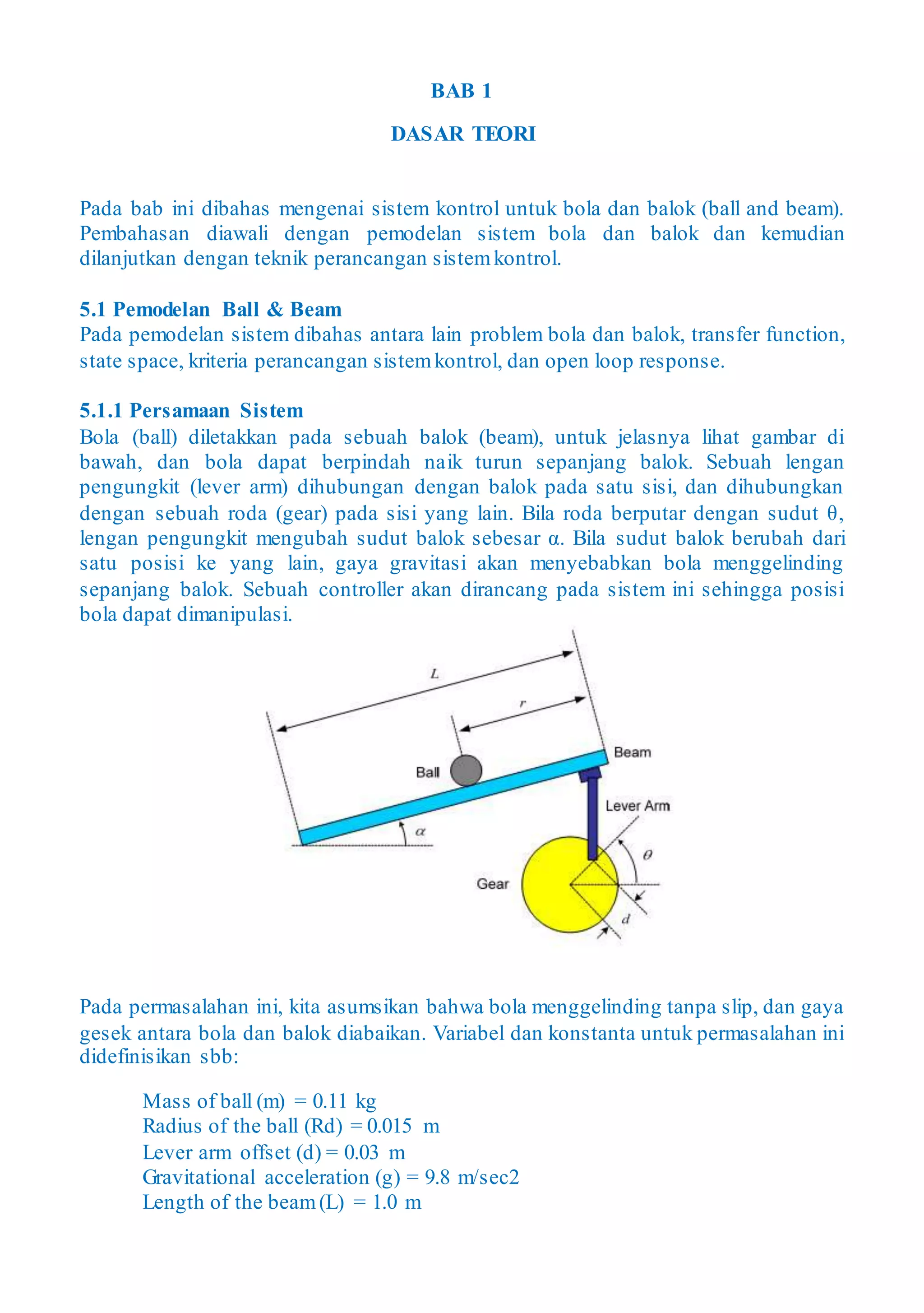 Ball & Beam Control System | DOCX