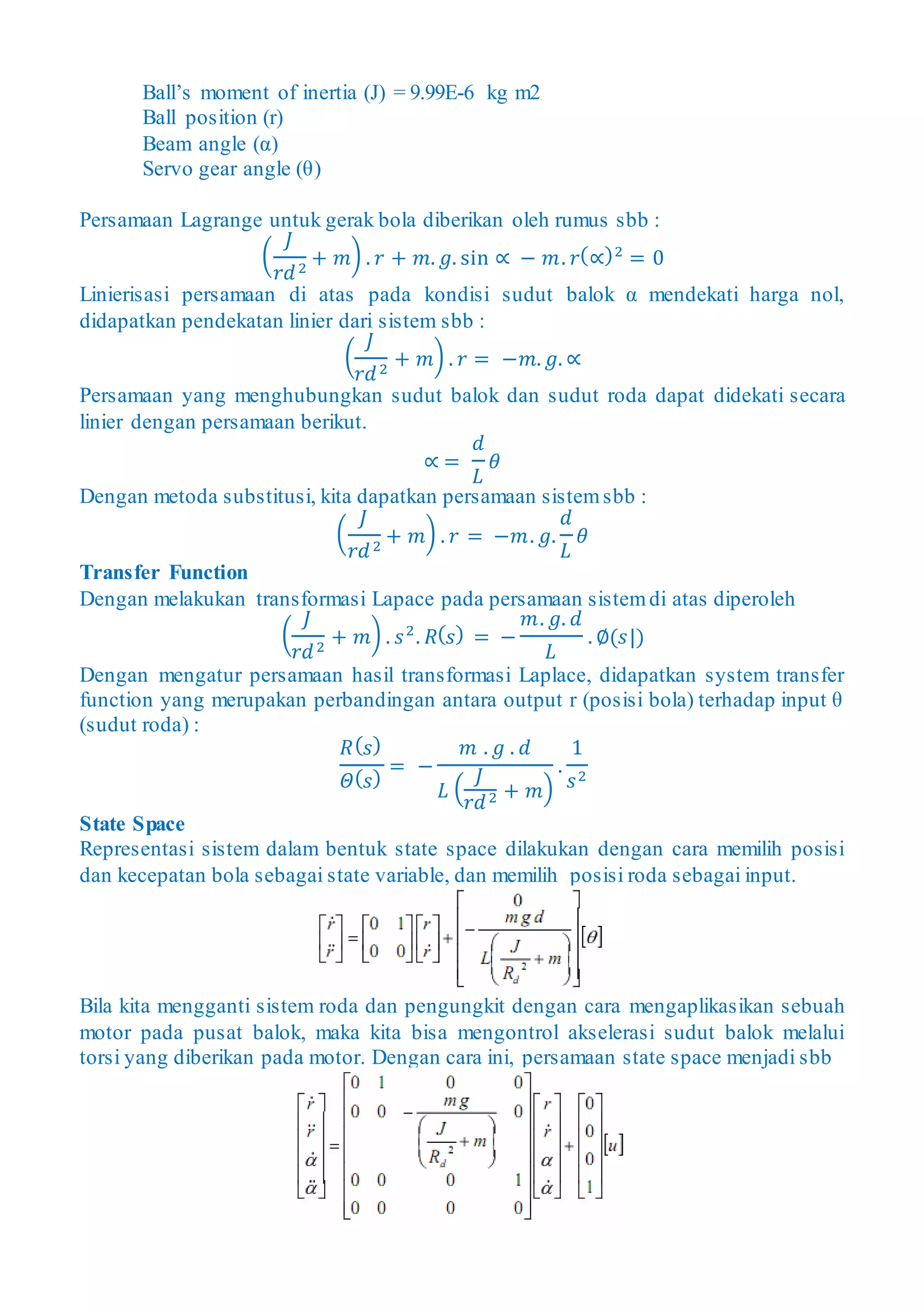 Ball & Beam Control System | DOCX