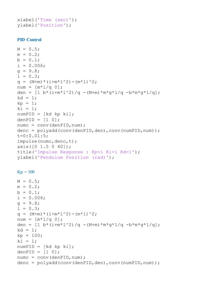 Inverted Pendulum Control System | DOCX