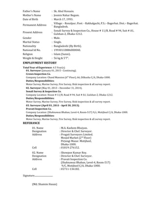 CV of Md. Shamim Hasan with Image (1) | DOC