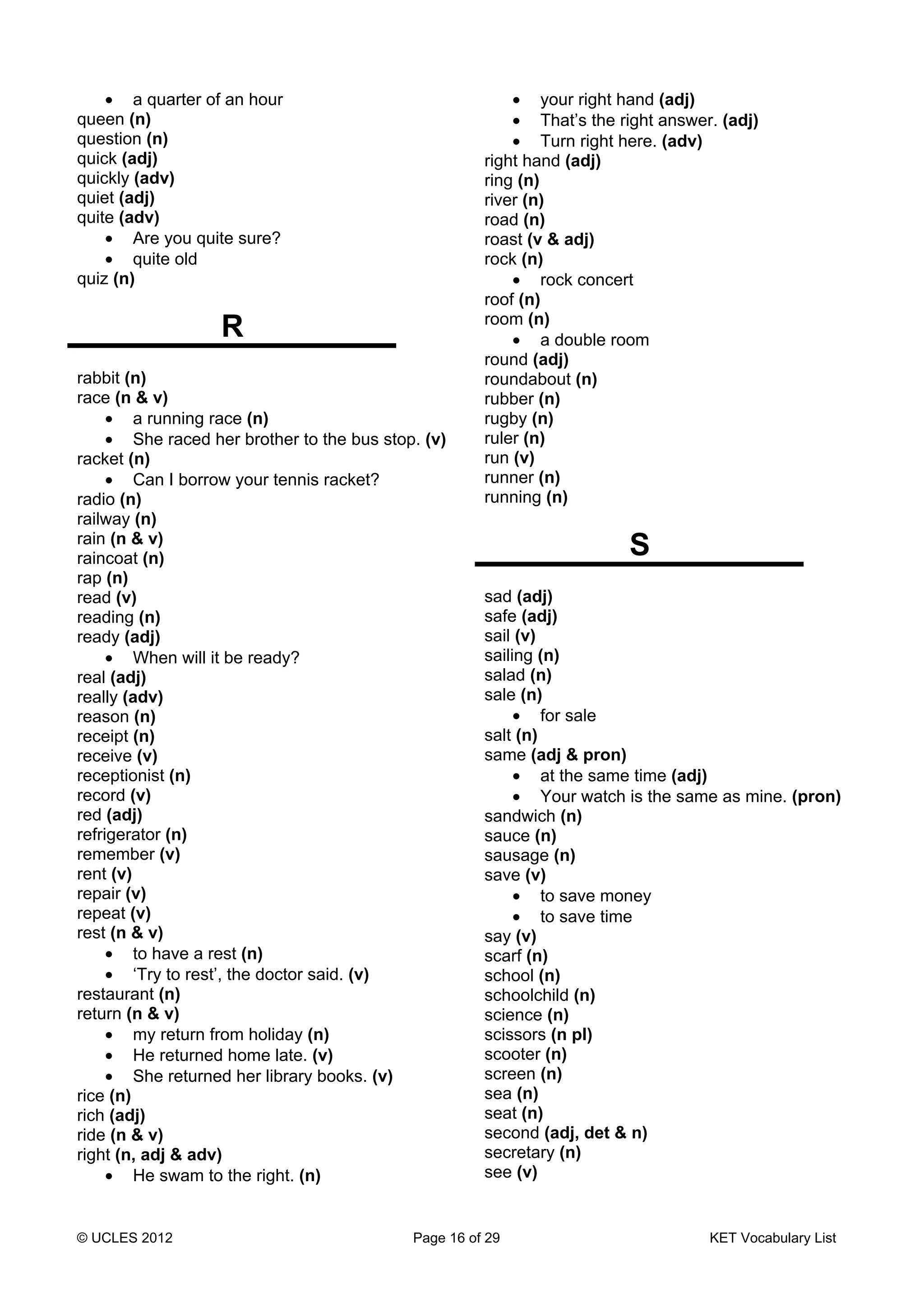 Key vocabulary list | PDF