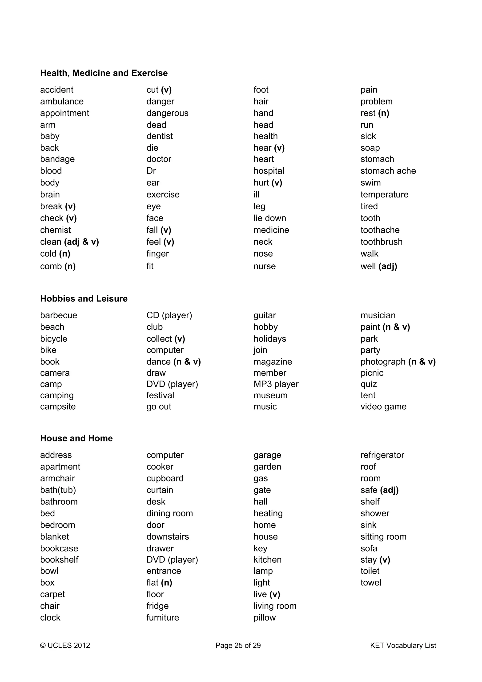 Key vocabulary list | PDF