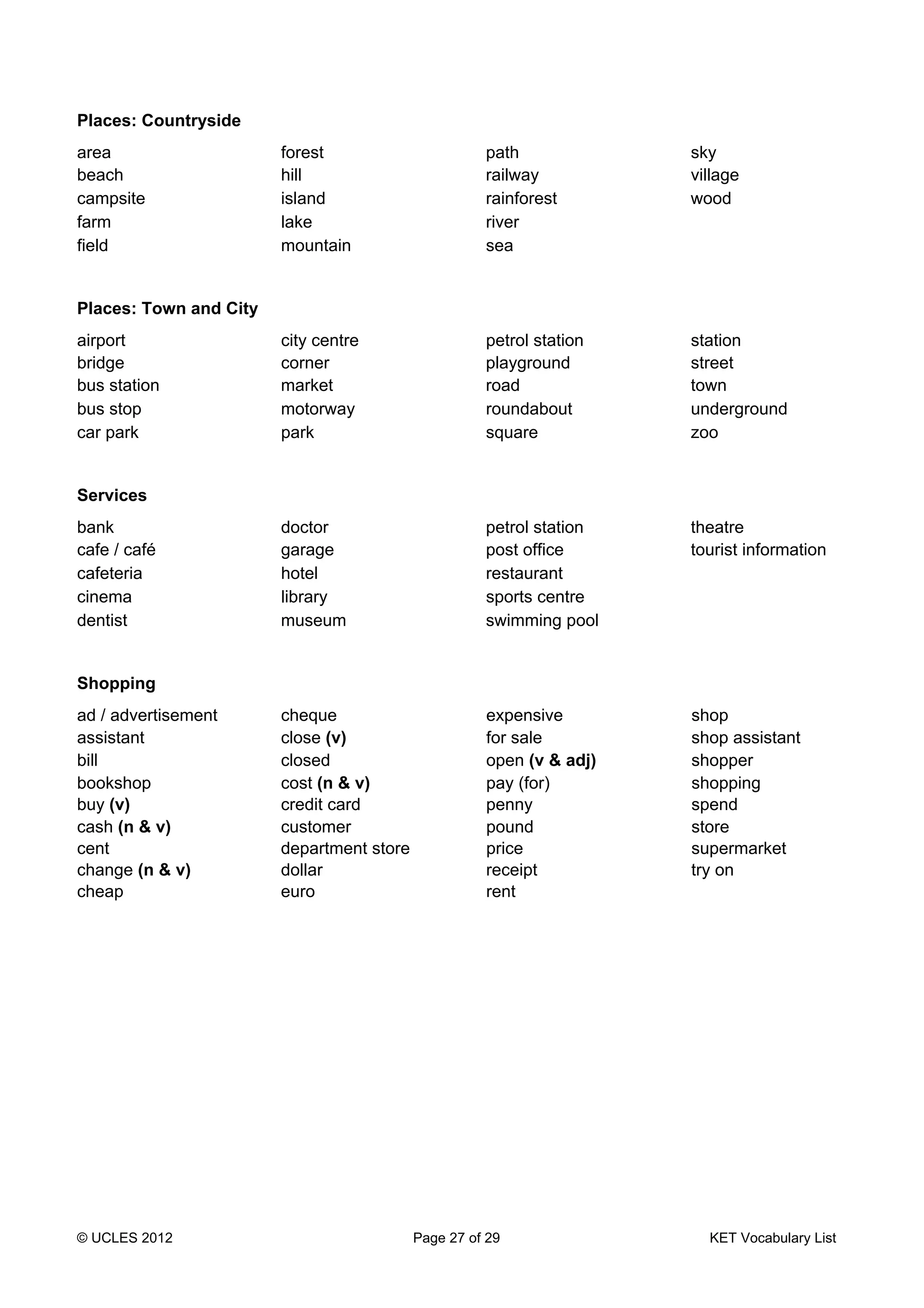 Key vocabulary list | PDF