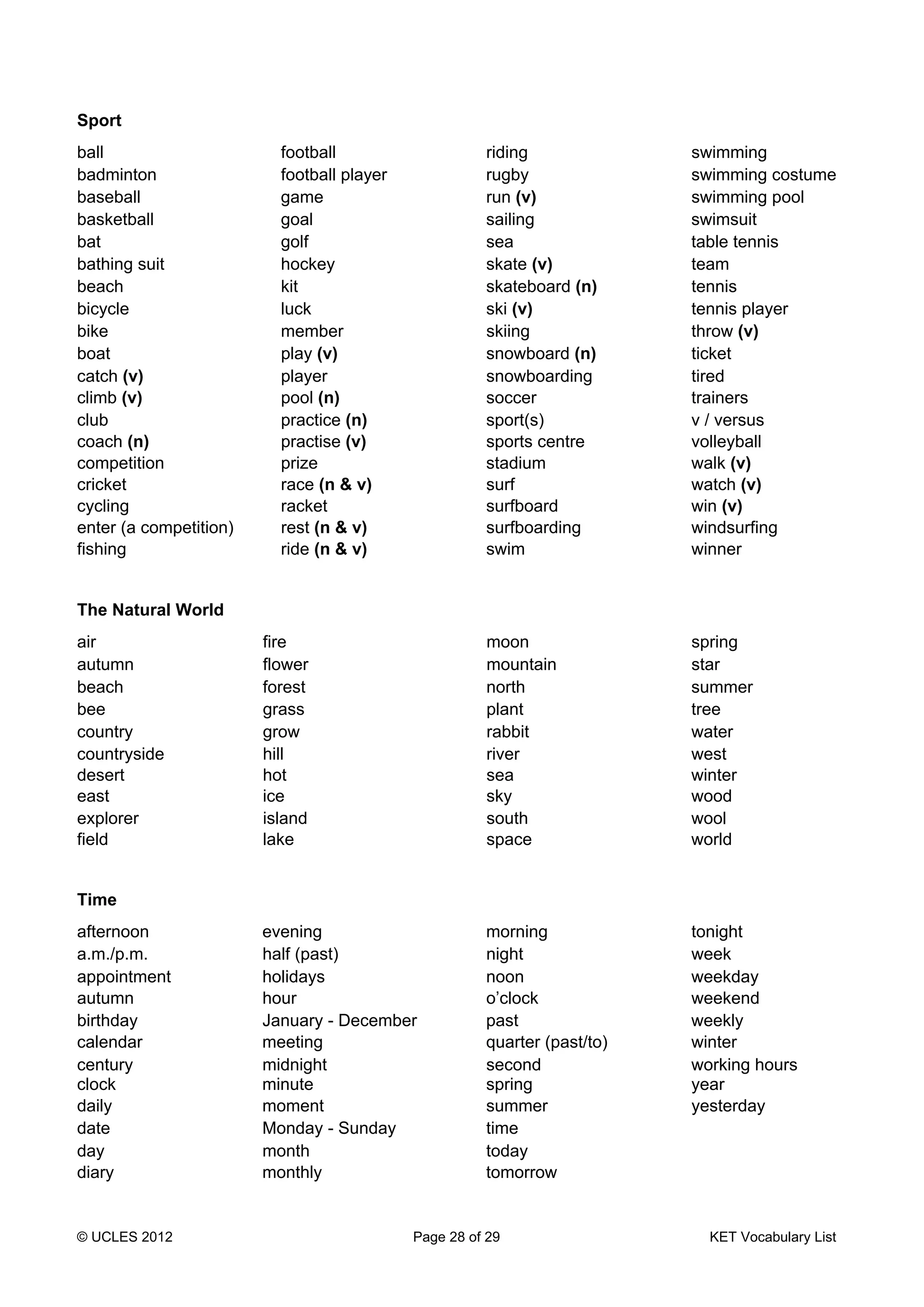 Key vocabulary list | PDF