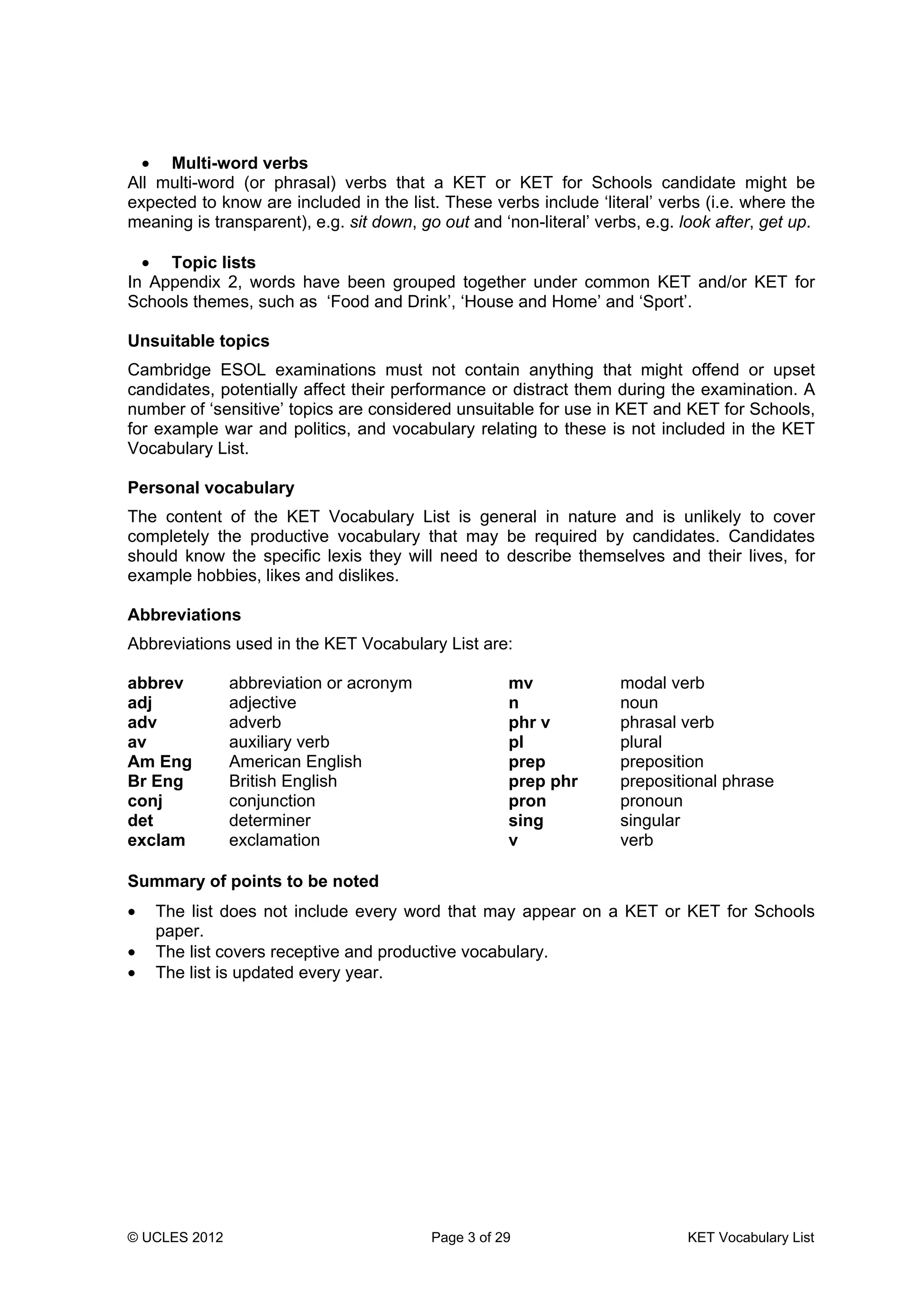Key vocabulary list | PDF