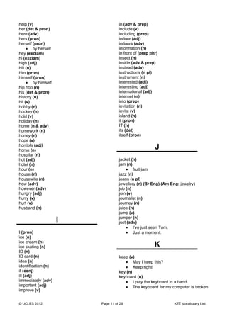 Key vocabulary list | PDF