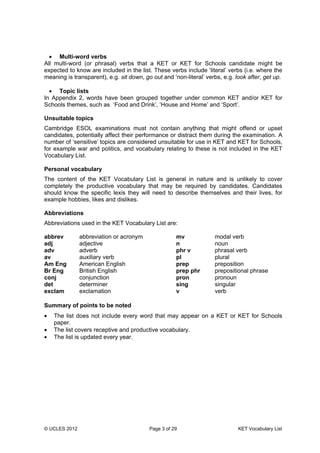 Key vocabulary list | PDF