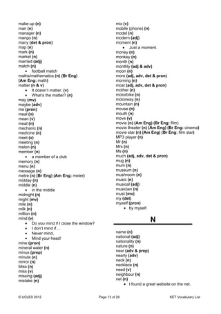 Key vocabulary list | PDF