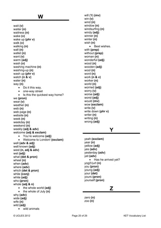 Key vocabulary list | PDF
