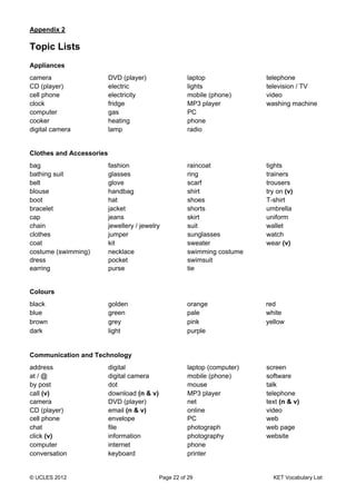 Key vocabulary list | PDF