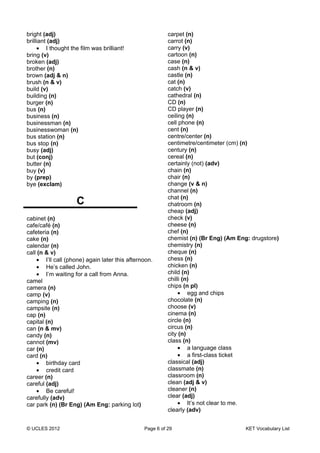 Key vocabulary list | PDF
