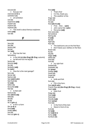Key vocabulary list | PDF
