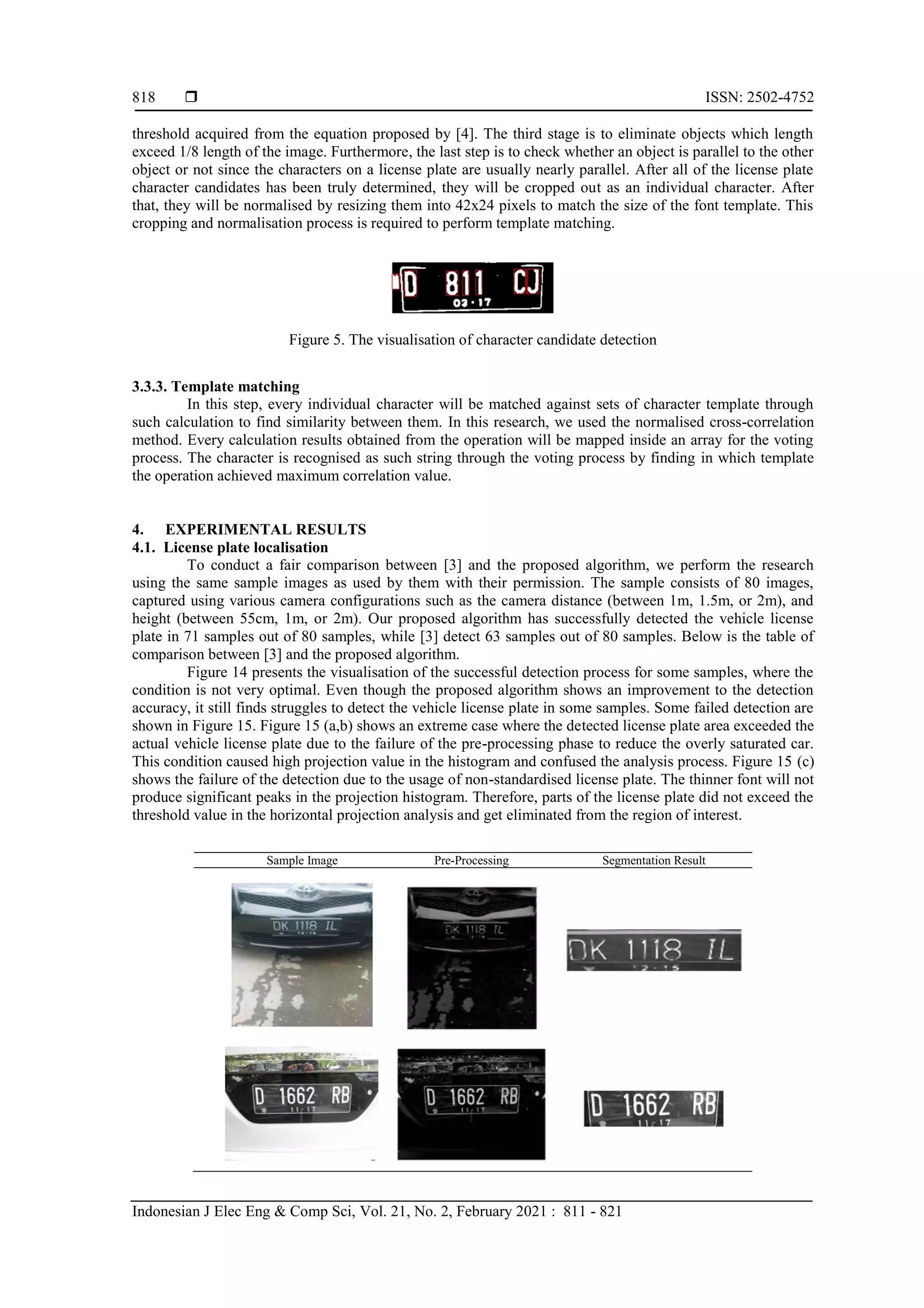 Indonesian license plate recognition with improved horizontal-vertical edge projection | PDF