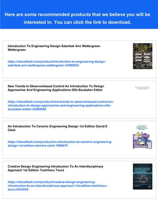 Introduction To Design Engineering Systematic Creativity And Management ...