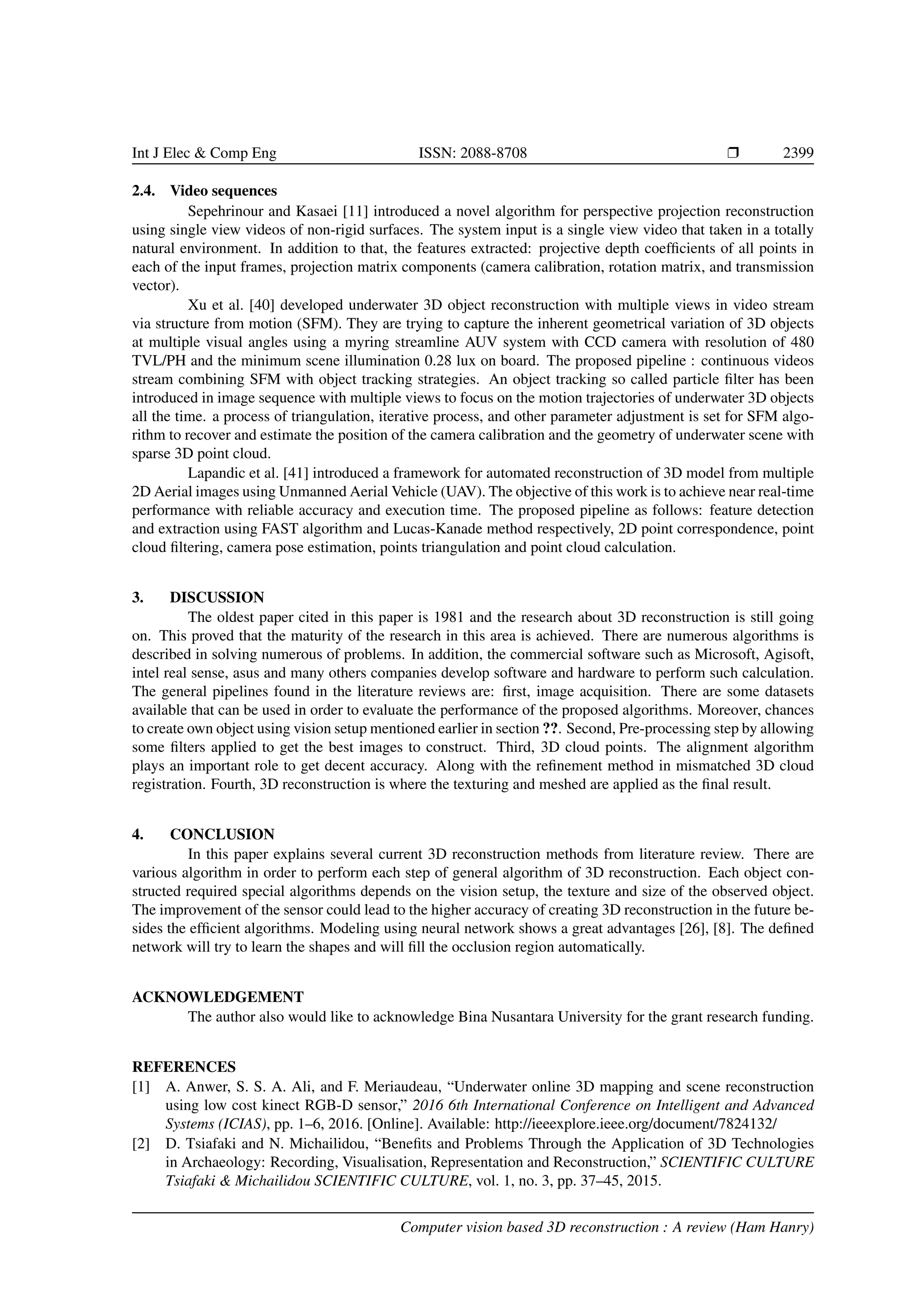 Computer Vision Based 3D Reconstruction : A Review | PDF