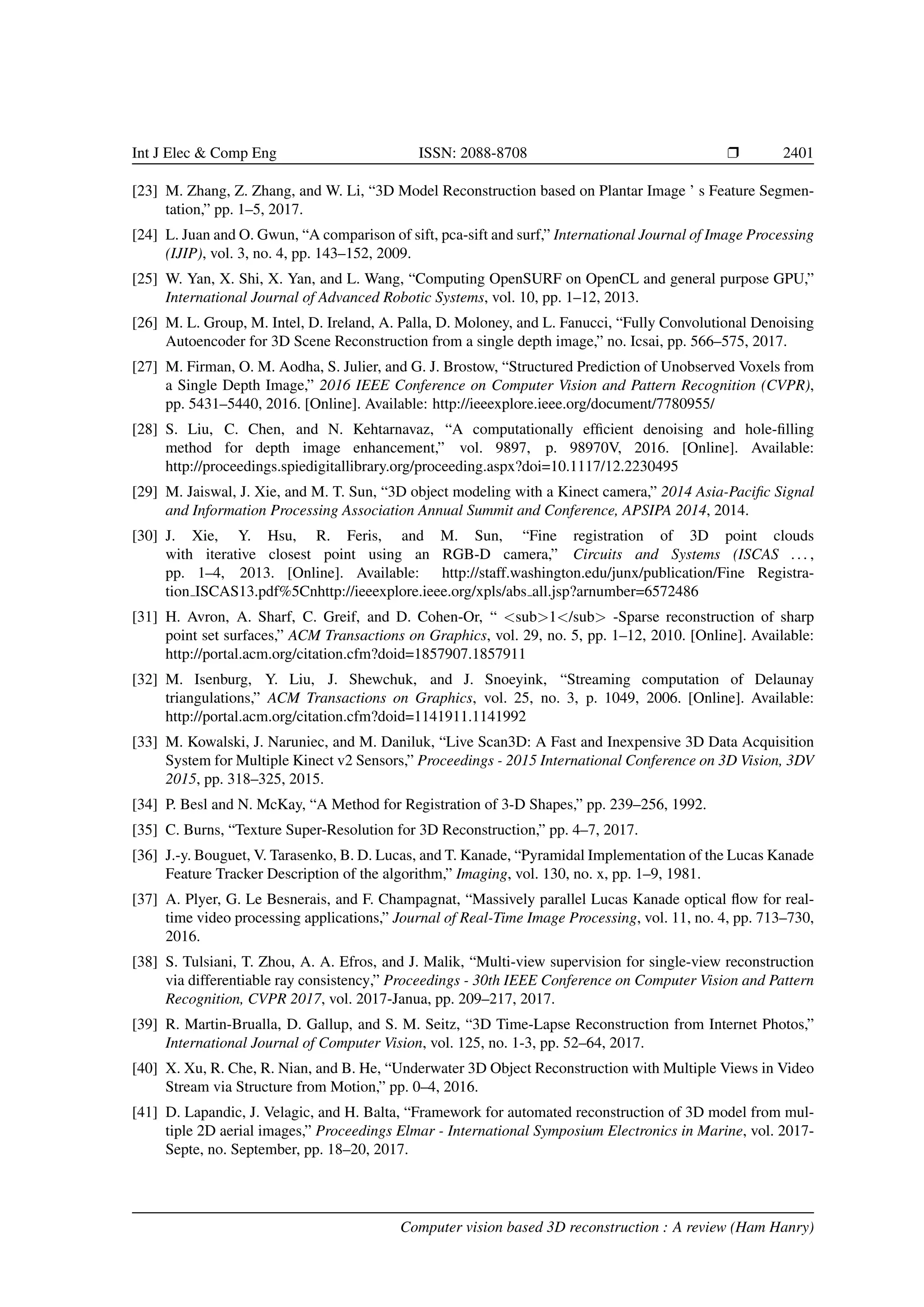 Computer Vision Based 3D Reconstruction : A Review | PDF